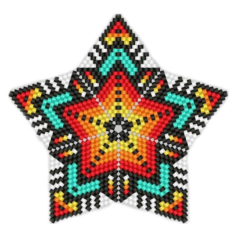 3D Peyote Star Beading Pattern Trio Native American Style + Full ...