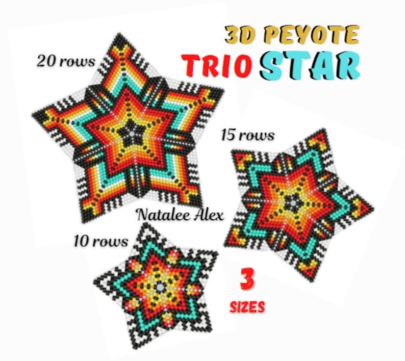 Ebook 3D Peyote Beading Star 21 Patterns 7 Trio Native | Etsy