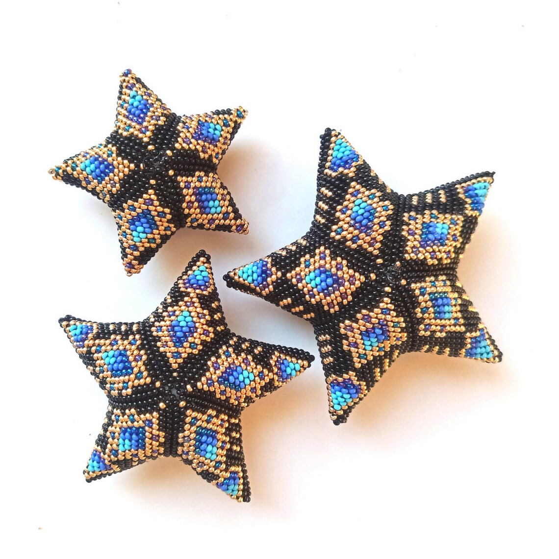 3D Peyote Star Beading Pattern PDF Trio Diamond Pattern | Etsy