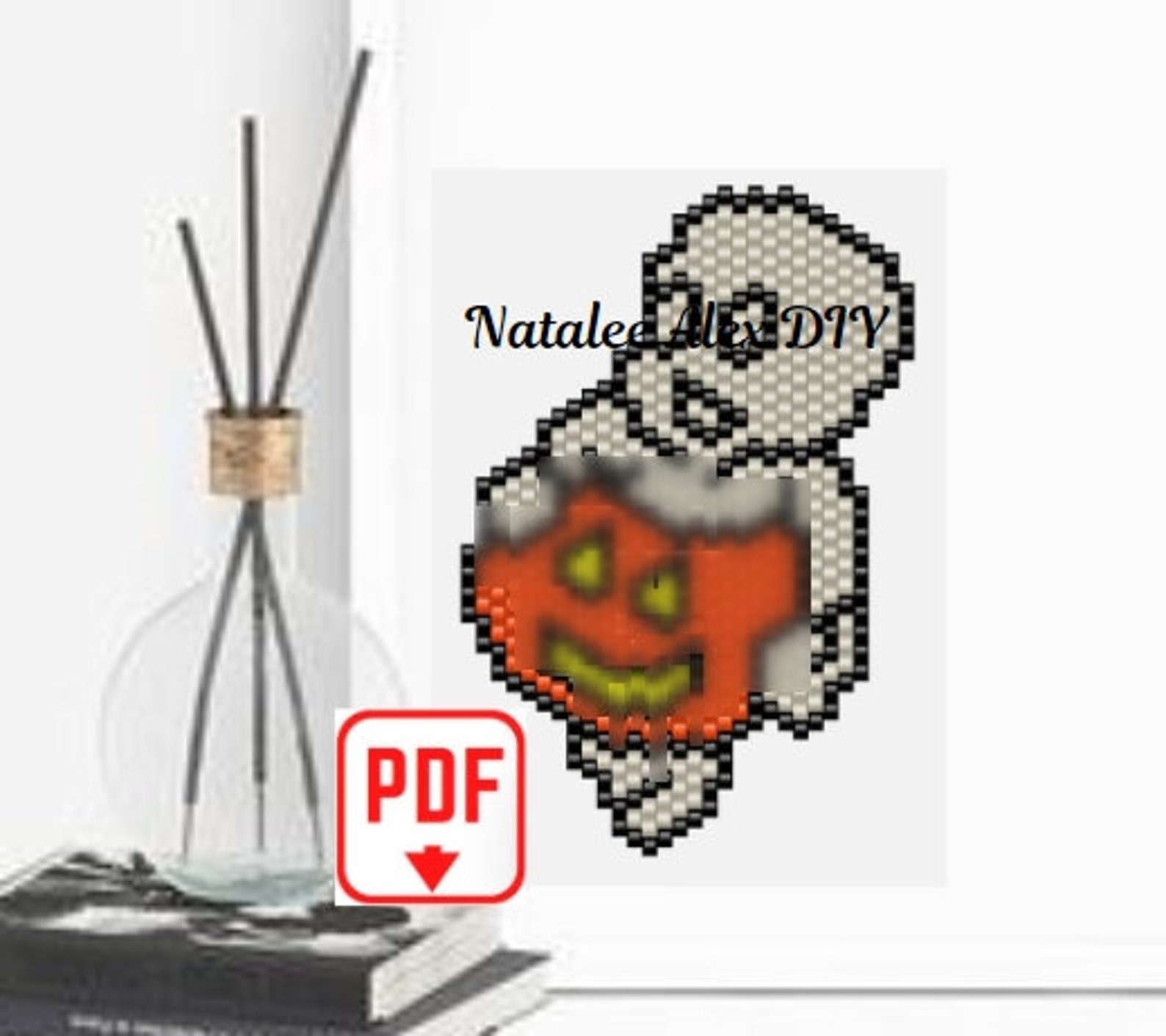 Halloween Set Brick Stitch Pattern Ornament Pattern Zombie Castle Bat ...