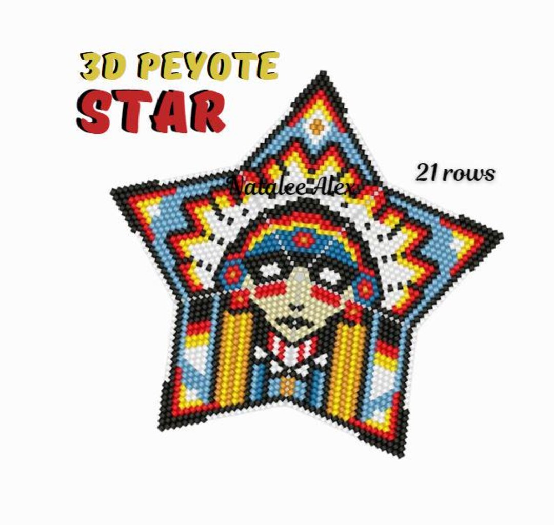 3D Peyote Star Beading Pattern Native American Style Art Indian Culture ...