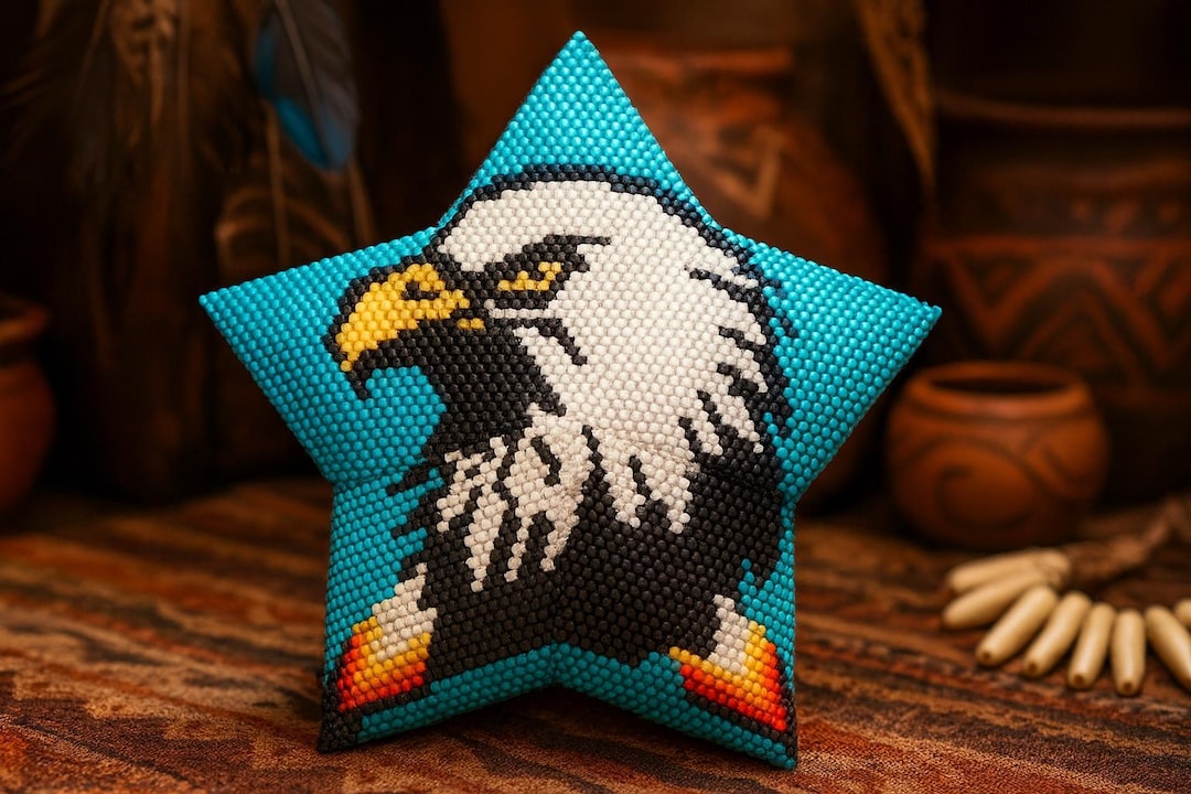 3D Peyote Star Beading Pattern Native American Style Art Indian Eagle ...