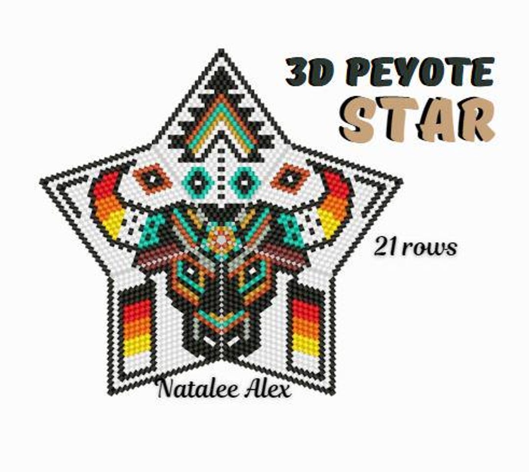 3D Peyote Star Beading Pattern Native American Style Art Indian Bull ...