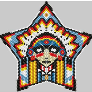 3D Peyote Star Beading Pattern Native American Style Art Indian Culture ...