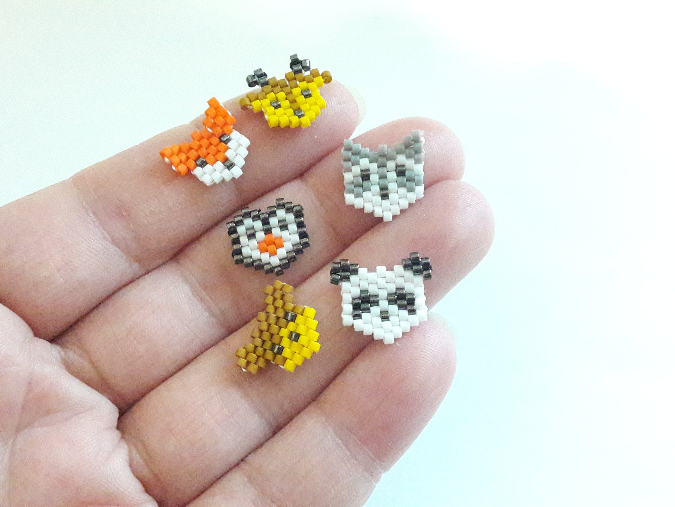 Little Bead Charms for Bracelet Set 12 Tiny Animals Brick - Etsy