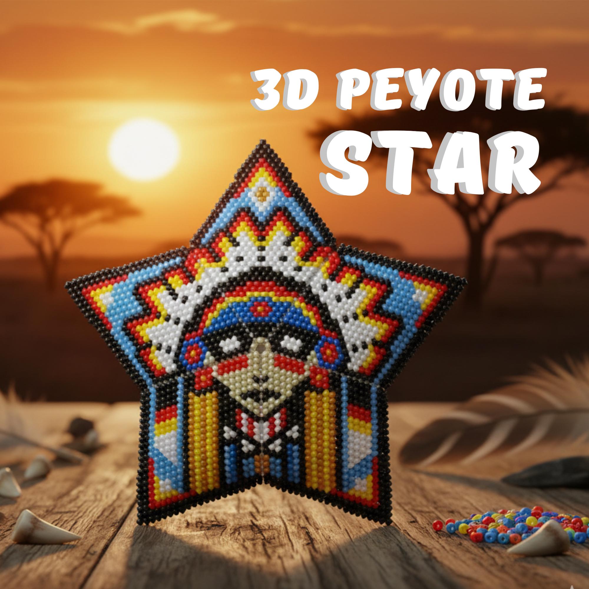 3D Peyote Star Beading Pattern Native American Style Art Indian Culture ...