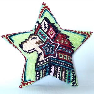 3D Peyote Star Beading Pattern Native American Style Art Indian Wolf ...