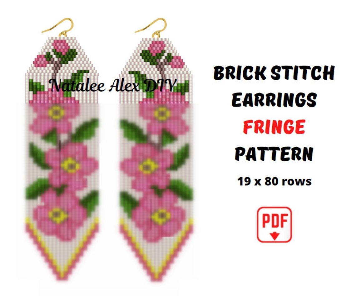 Brick Stitch Earrings Pattern Fringe Floral Seed Bead Flower - Etsy
