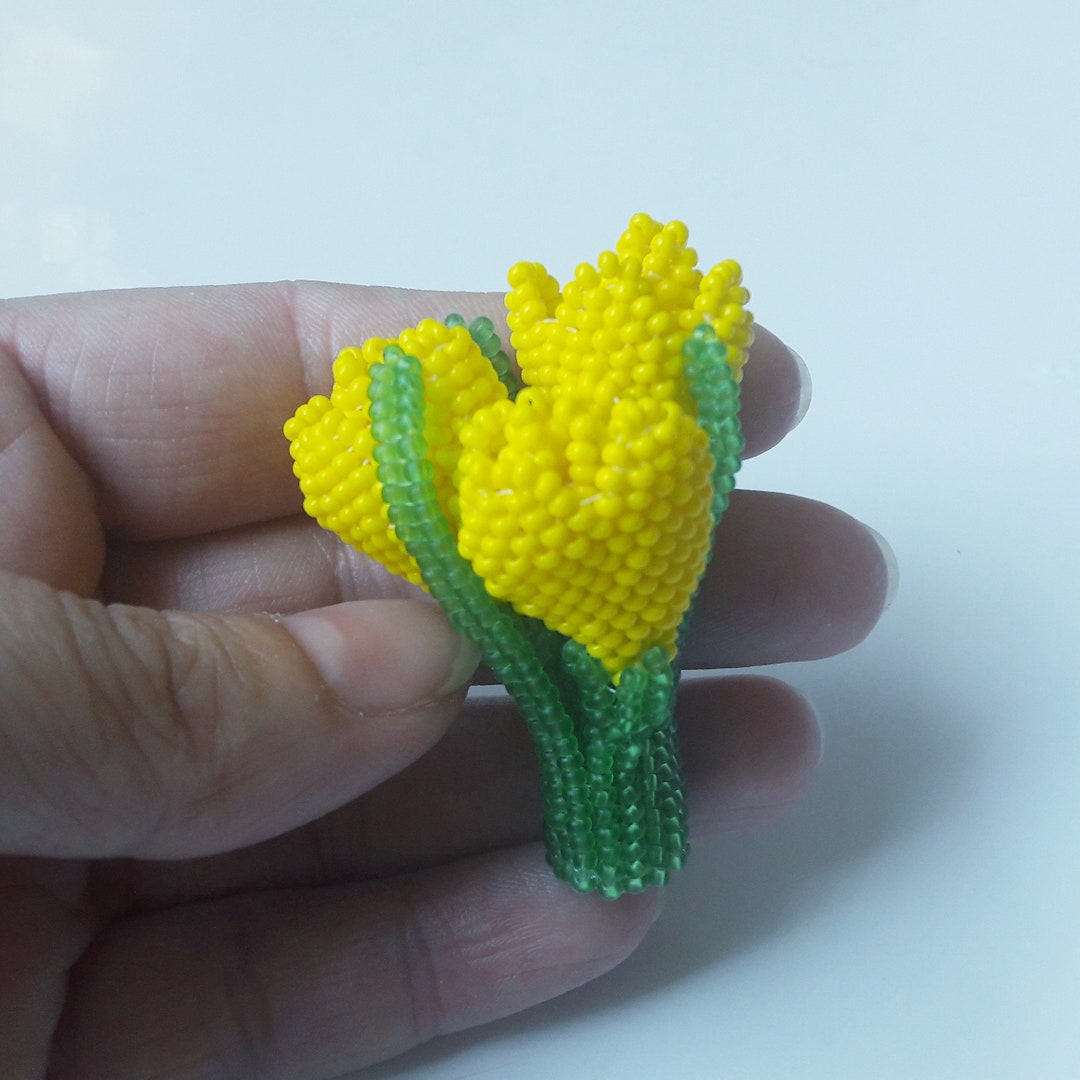 Crocuses Beading Pattern Tutorial Beaded Floral Pin PDF File Video ...