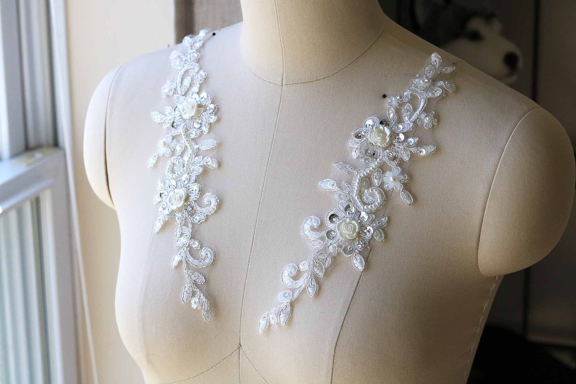 2027 Silver White Lace Applique Hand Sewn Lace Applique Off | Etsy