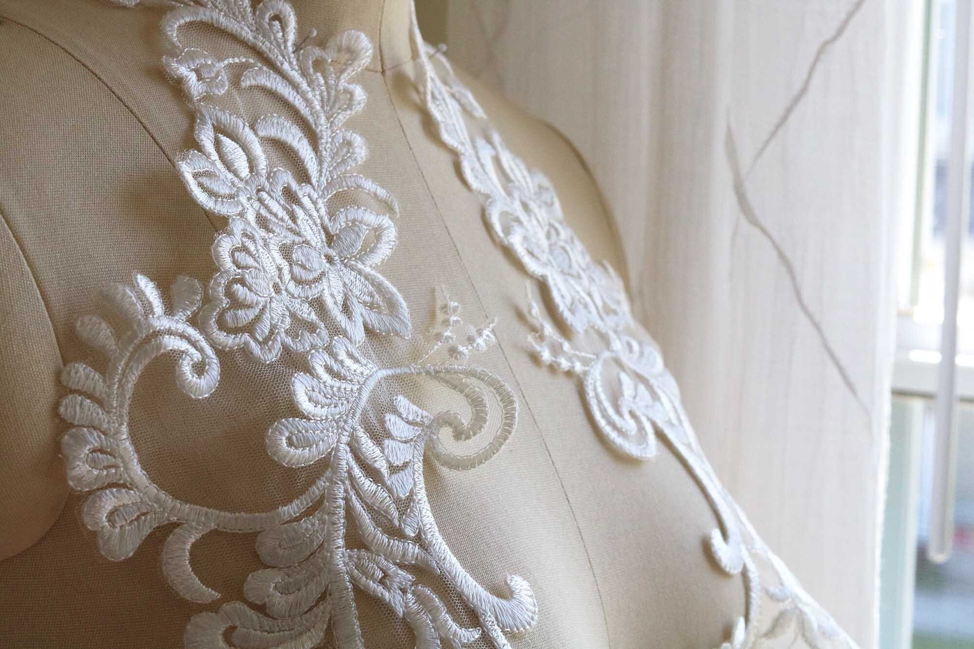 2179 Long Wave Lace Applique Large Lace Applique for Wedding | Etsy