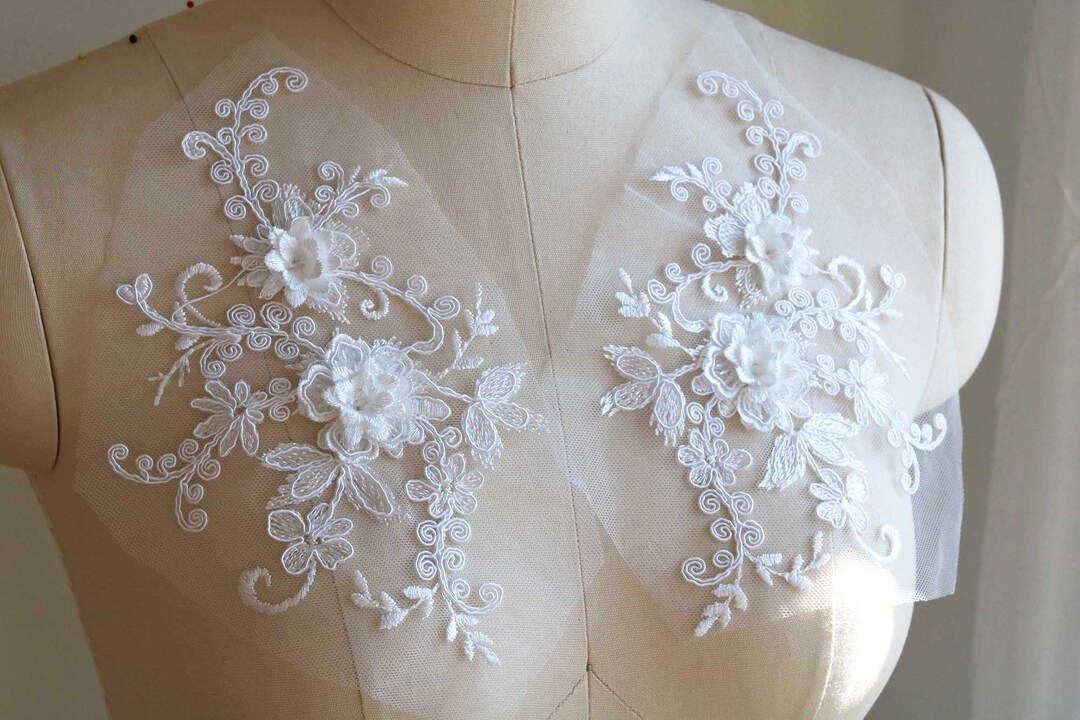 2075 off White Lace Applique, 3D Lace Applique, Wedding Dress Lace ...
