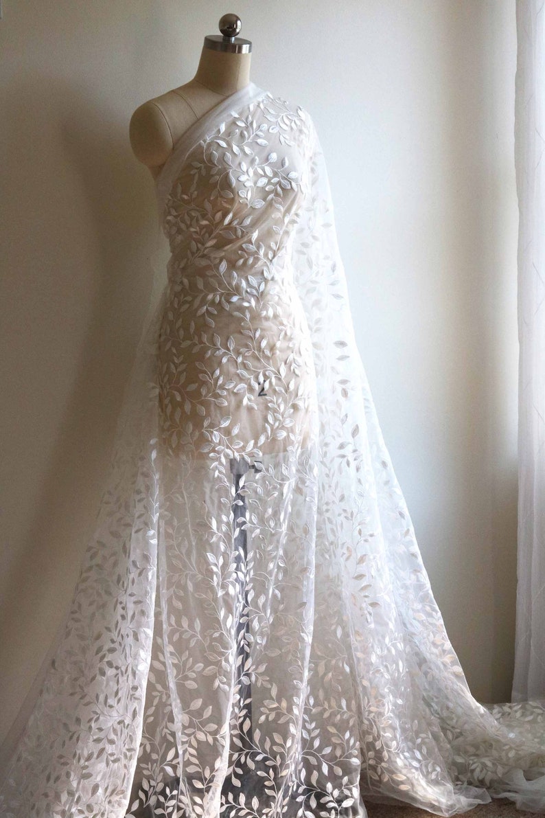 M012 Leaf Lace Fabric, Lace Fabric for Wedding Dress, Lace Fabric by ...
