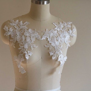2147 White Clover Leave Lace Applique, Light Ivory Lace Applique, Lace ...
