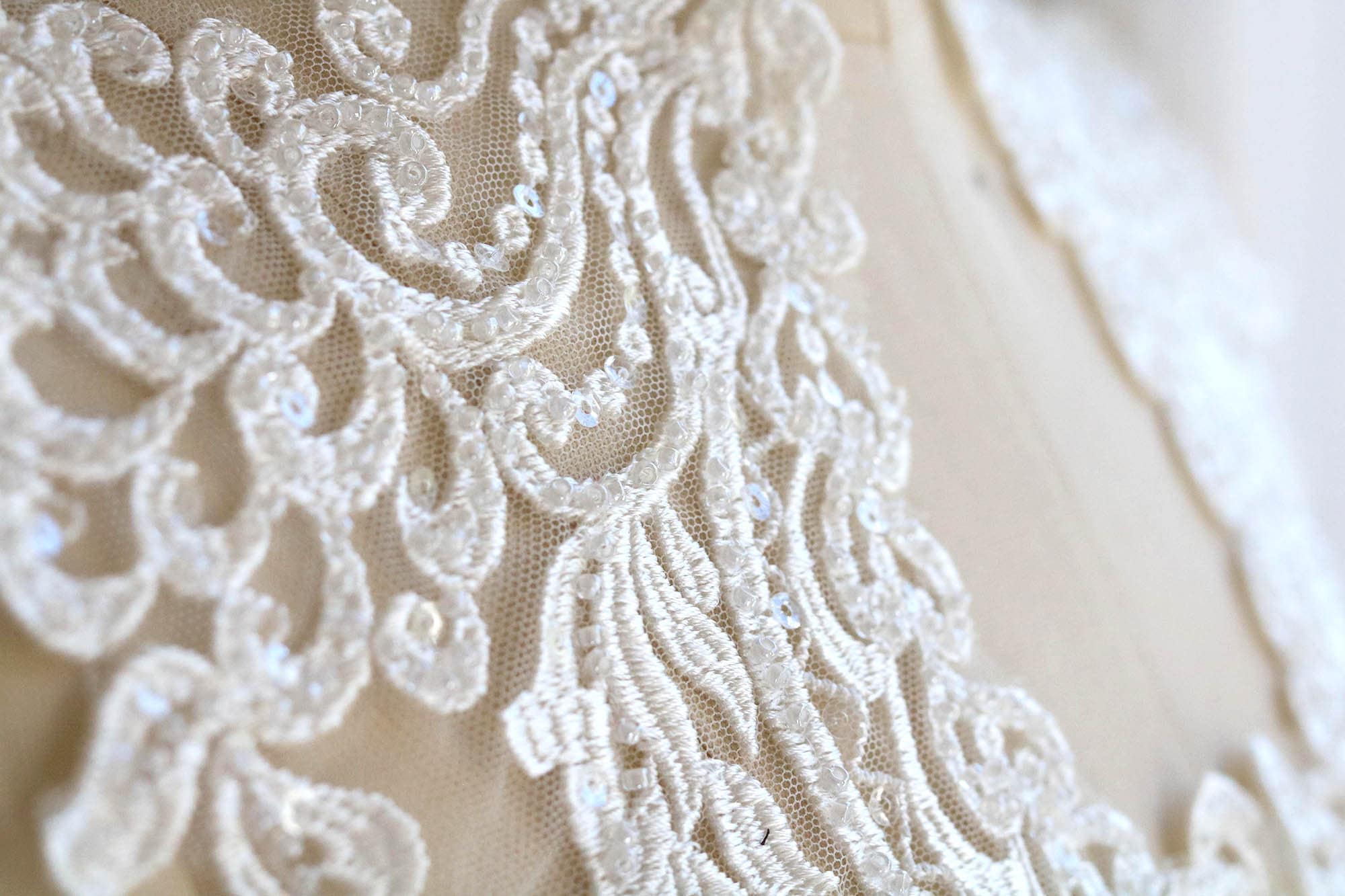 2074 Beaded Bridal Lace Applique, Ivory Lace Applique, Bridal Lace ...
