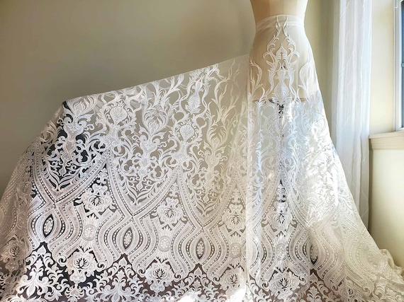 M001 Beaded Lace Fabric for Wedding Dress Bridal Gown Lace | Etsy