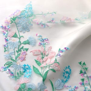 Turquoise Green Pink Blue Wedding Veil, Sequin Beaded Wild Flower ...