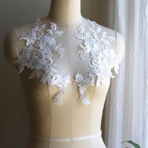 2147 White Clover Leave Lace Applique, Light Ivory Lace Applique, Lace ...