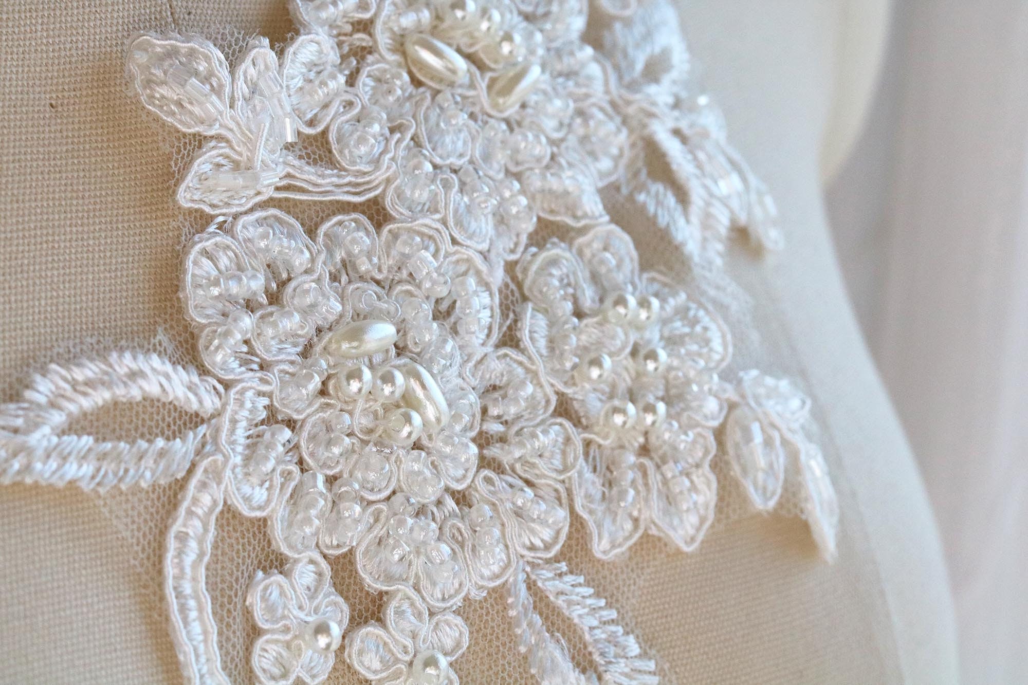 2102 Hand Beaded Bridal Lace Applique Pearl Beaded Lace | Etsy