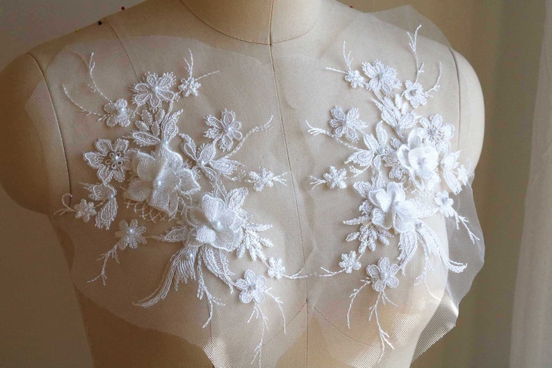 2077 Bridal Lace Applique 3D Lace Applique Wedding Dress | Etsy