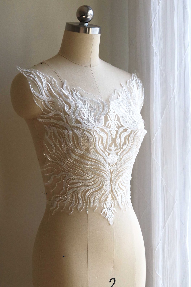 2106 Bodice Lace Applique for Wedding Dress, Heavy Beaded Lace Applique ...