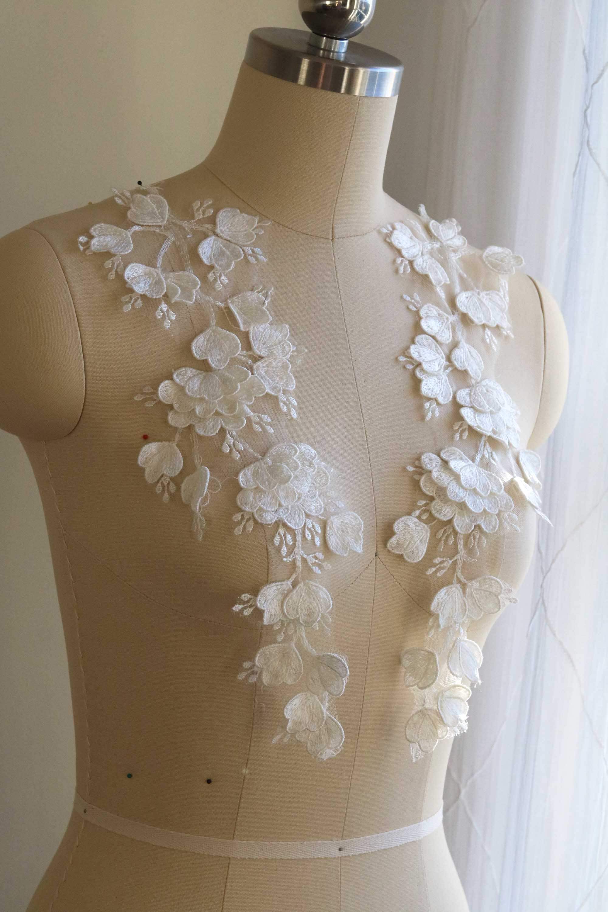 2086 3d Bridal Lace Applique Ivory Lace Applique Bridal Lace | Etsy