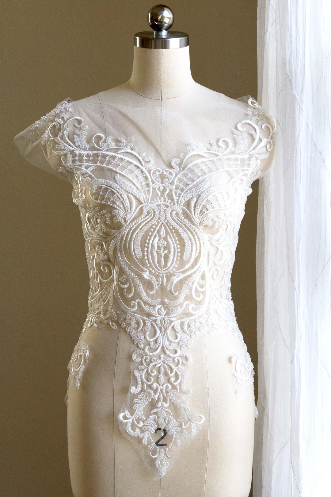 2268 DIY Wedding Dress Bodice Lace Applique Heavy Beaded Bridal Gown ...