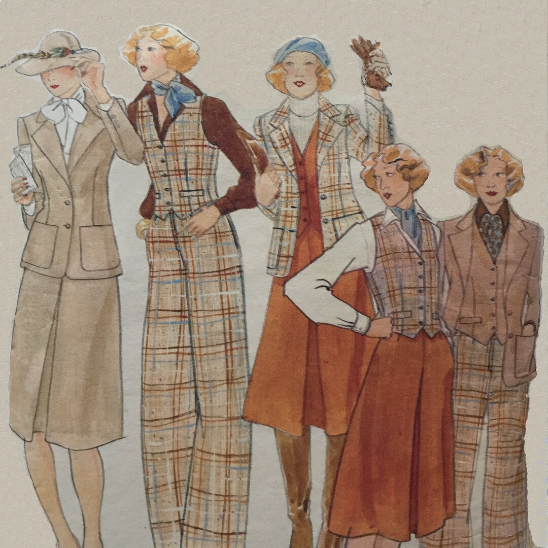 Butterick 4526 Vintage 1977 Menswear Inspired Skirt and Trouser Suit ...