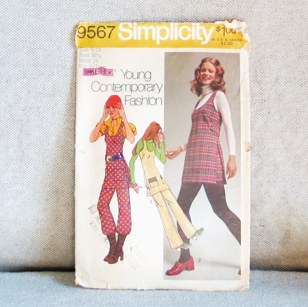 Simplicity 9567 Vintage 1971 Sewing Pattern Hot Pants Scooped Neck ...