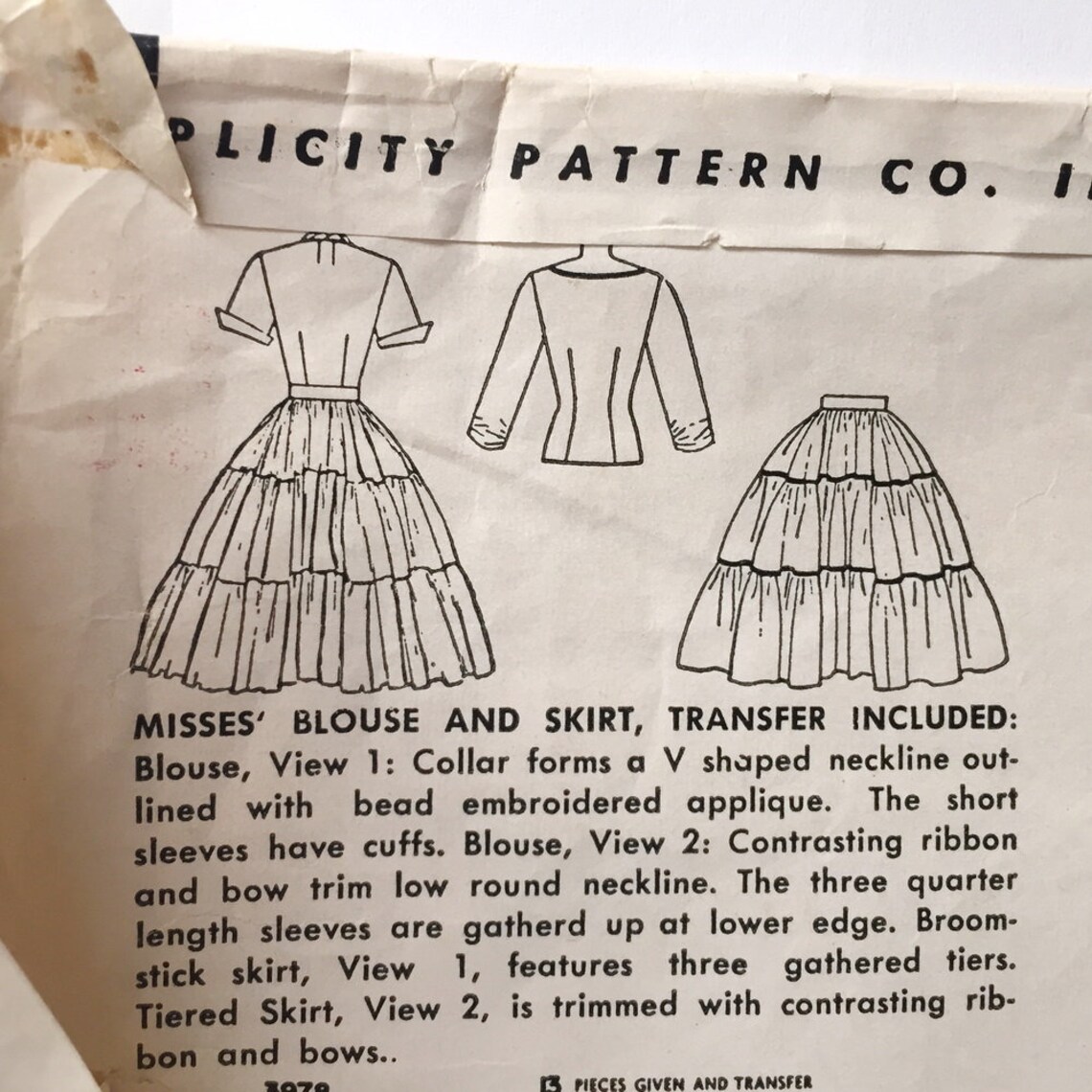 Simplicity 3978 Vintage 1952 Sewing Pattern for Patio Dress Outfit ...
