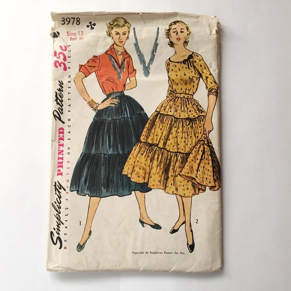 Simplicity 3978 Vintage 1952 Sewing Pattern for Patio Dress | Etsy