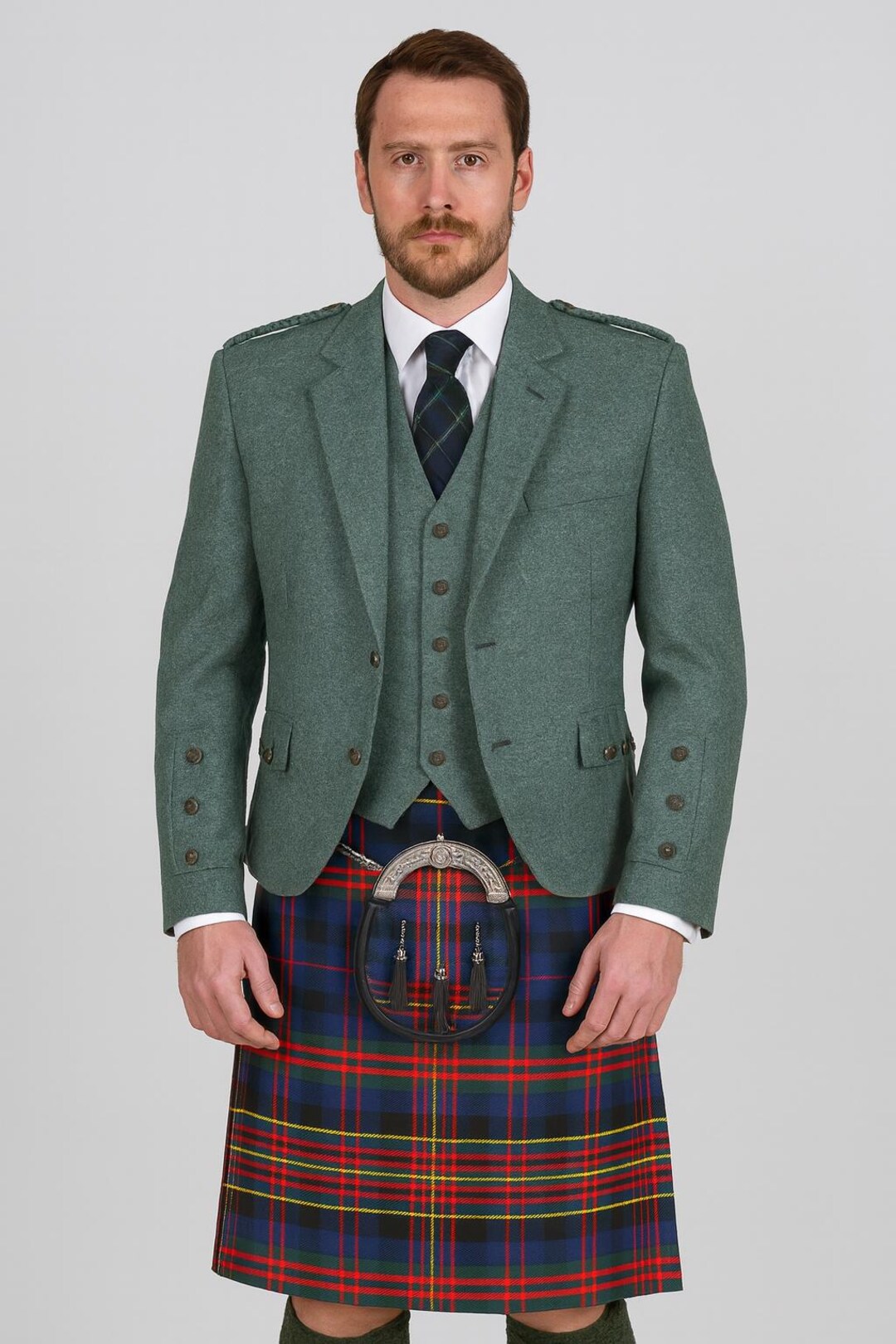 Lovat Green Tweed Argyll Kilt Jacket & Waistcoat – Traditional Scottish ...