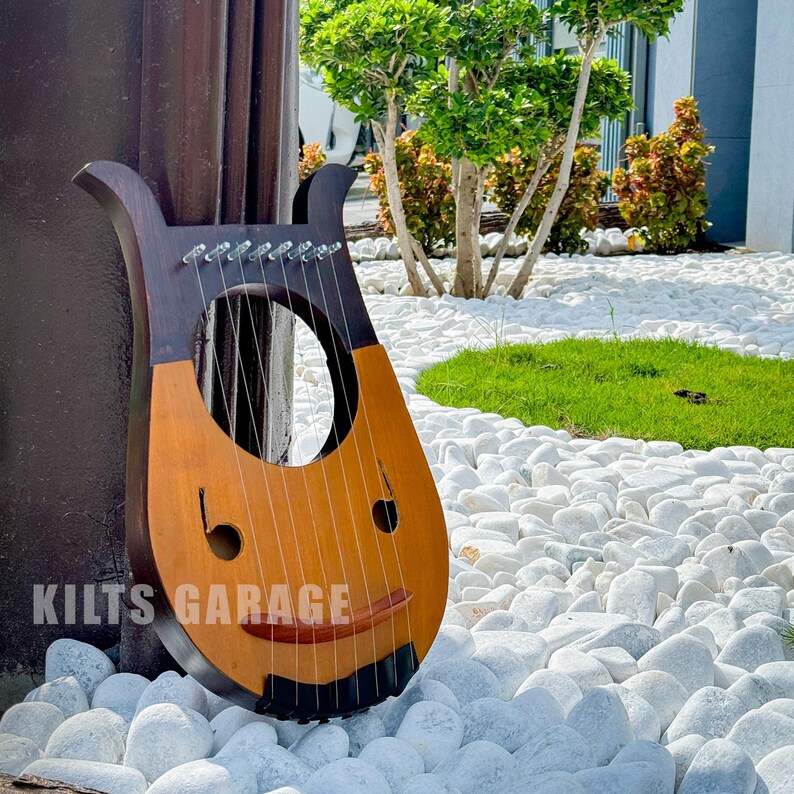 Arpa de lira de madera de 8 cuerdas artesanal: instrumento folclórico ...