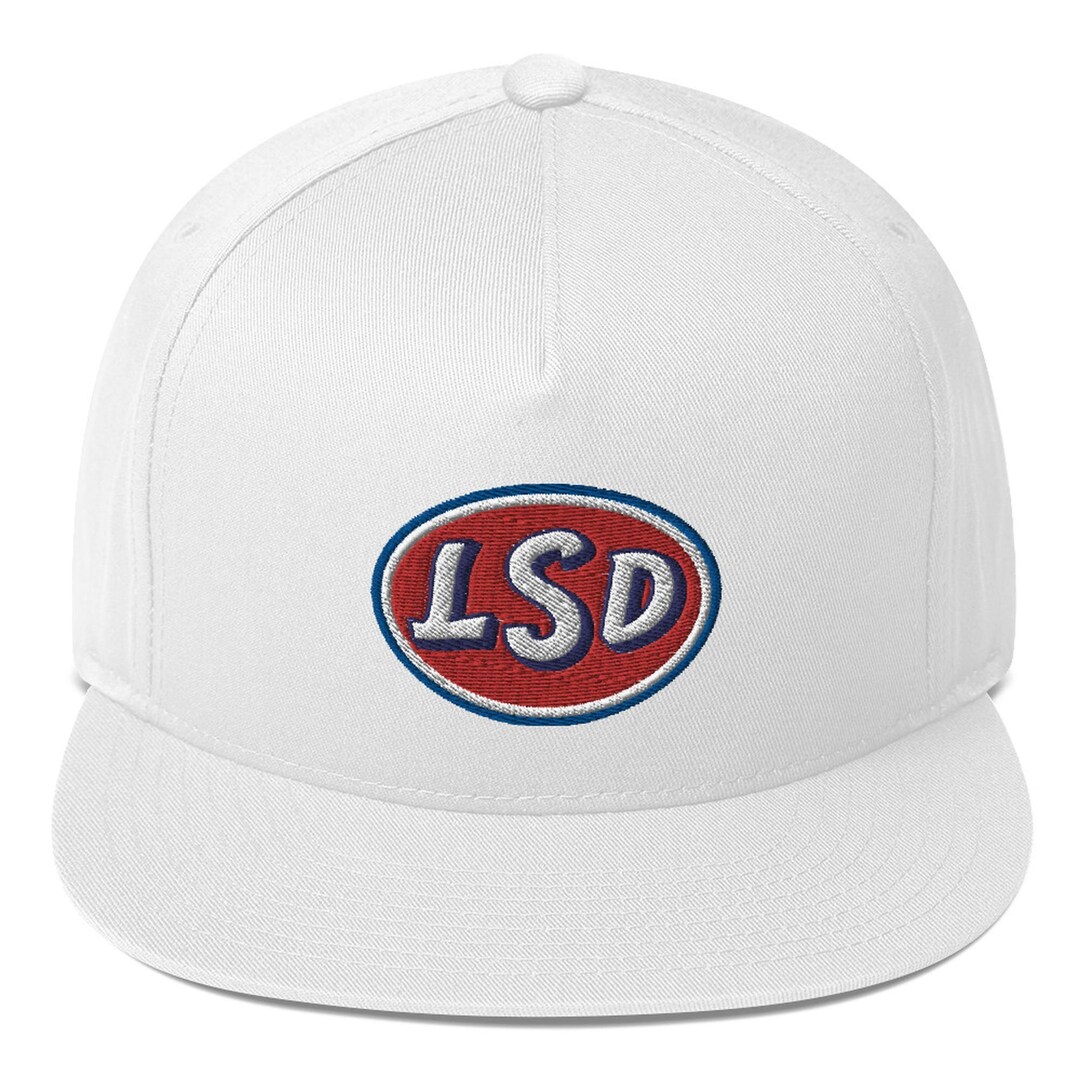 Flat Bill Cap 'LSD' Yupoong 6007 Hat Baseball Cap in White, Black ...