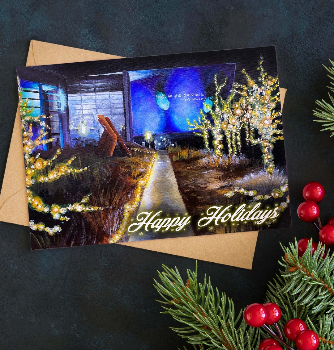Light up Christmas Card Hand Painted Card Holiday Card Christmas Card ...