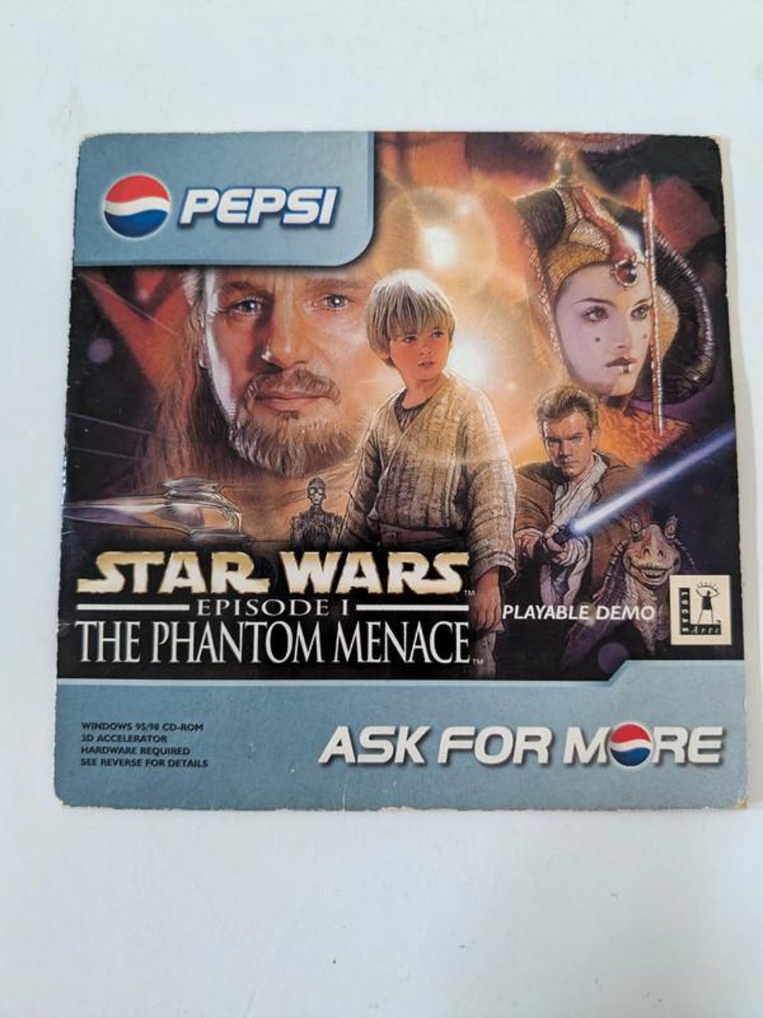 Star Wars the Phantom Menace Pepsi Windows 95/98 Playable Demo Rare CD ...