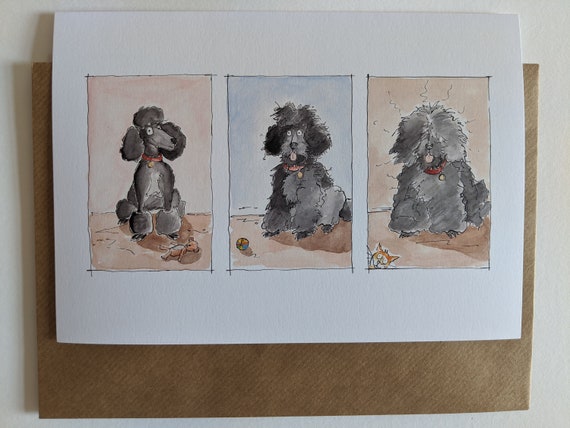 A5 Greeting Card Three Stages of a Poodle | Etsy