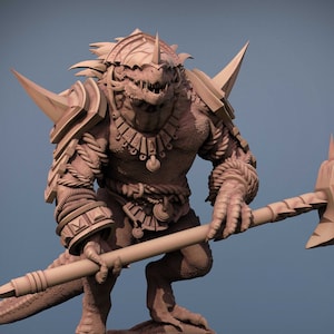 Lizardfolk Lizardman Soldier V3 Premium Dnd Miniature Mini | Lizardmen ...