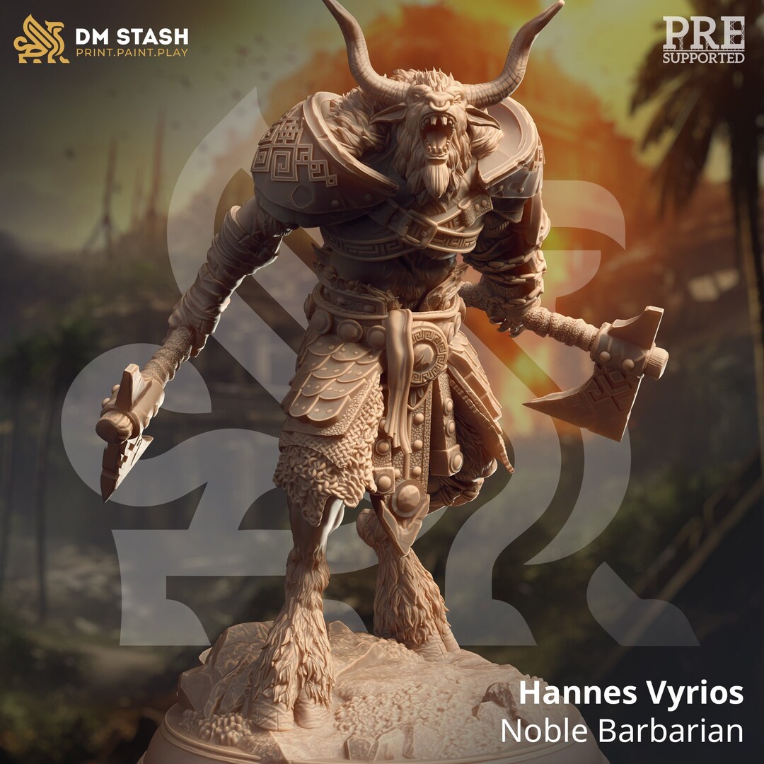 Minotaur Barbarian Premium Dnd Miniature Mini | 28mm 32mm up to 100mm ...