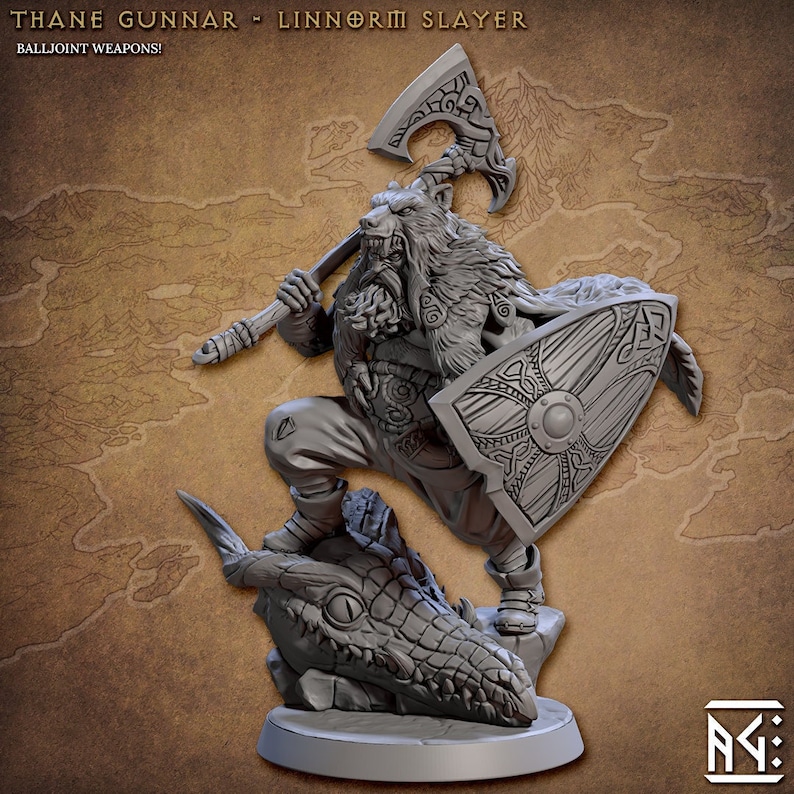 Barbarian Dragon Slayer Dnd Miniatures Compatible With 28mm 32mm ...
