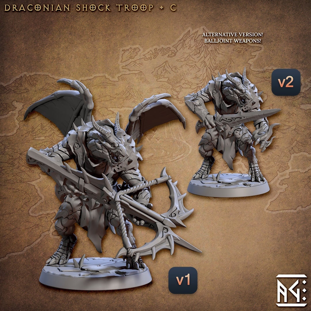 Dragonborn Ranger C Premium Dnd Miniature Mini | 28mm 32mm to 100mm ...