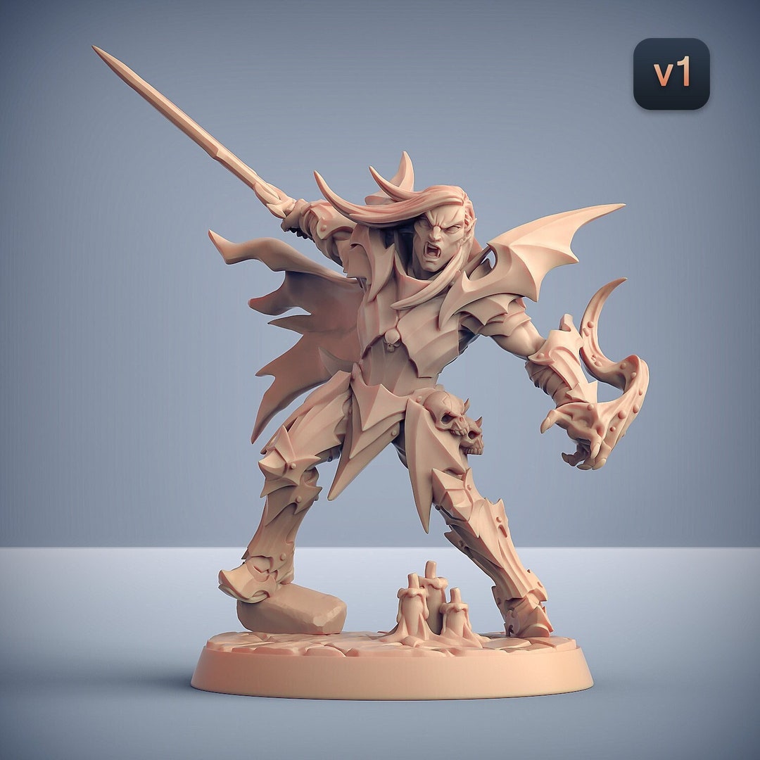 Vampire Fighter A Premium Dnd Miniature Mini | Vampire Warrior Lord ...