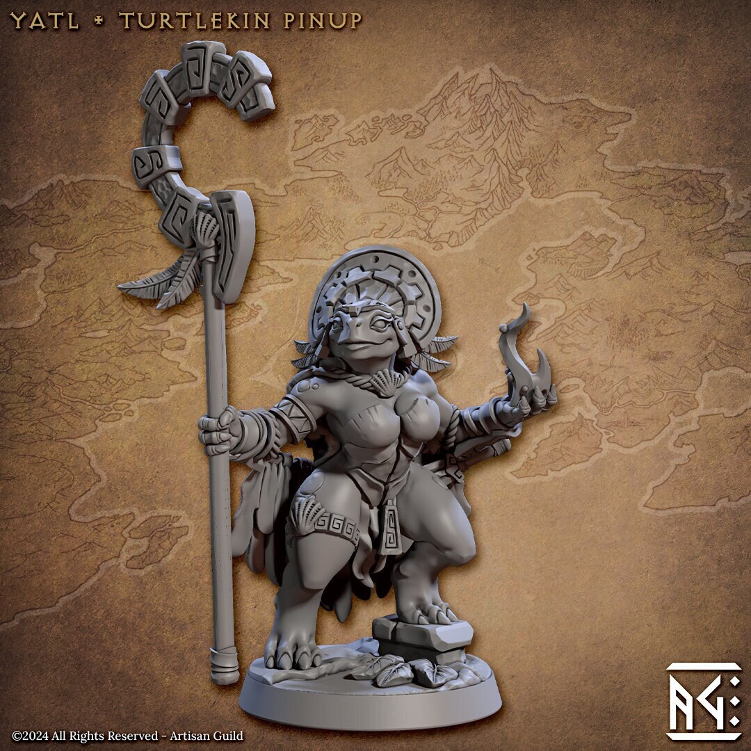 Female Turtle Tortle Wizard Druid Dnd Miniatures Compatible With 28mm ...