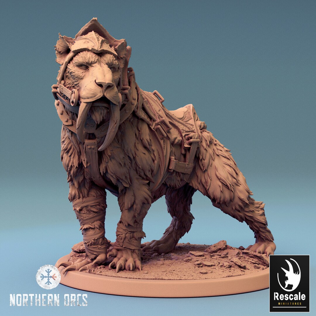 Sabertooth Armored Saddle V6 Premium Dnd Miniature Mini | Resin 3D ...
