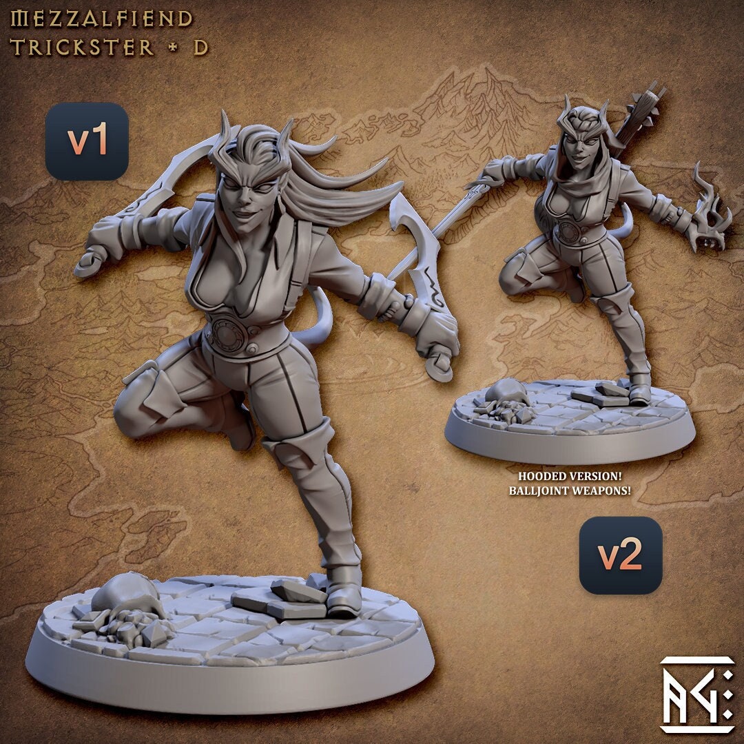 Female Tiefling Dnd Miniatures Compatible With 28mm 32mm Fantasy Minis ...