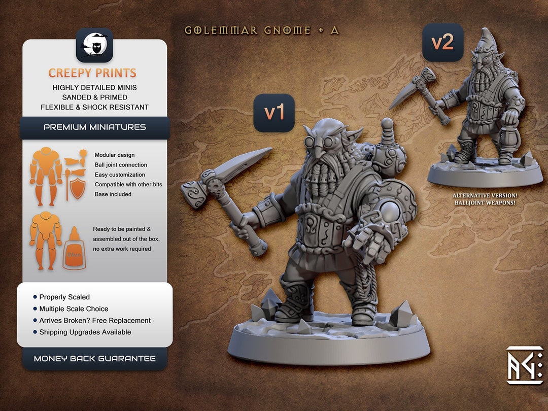 Gnome Dnd Premium Miniature 28mm 32mm | Resin 3D Printed | 30001_A - Etsy