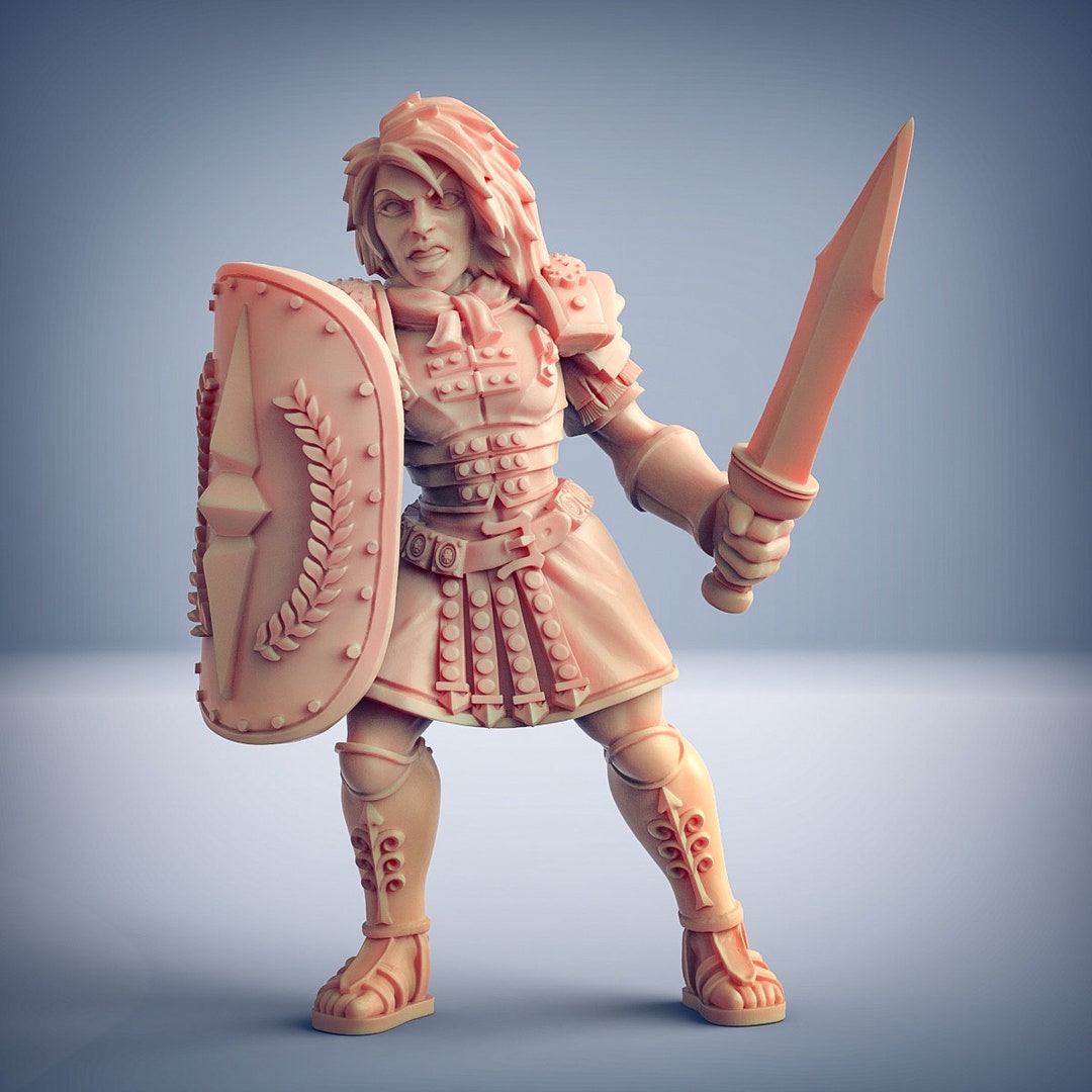 Female Legionnaire Gladiator V3 Dnd Miniatures Compatible With 28mm ...