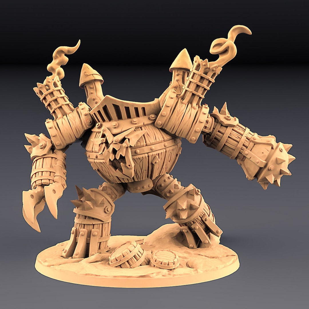 Sparksoot Scrap Golem Dnd Miniatures Compatible With 28mm 32mm Fantasy ...