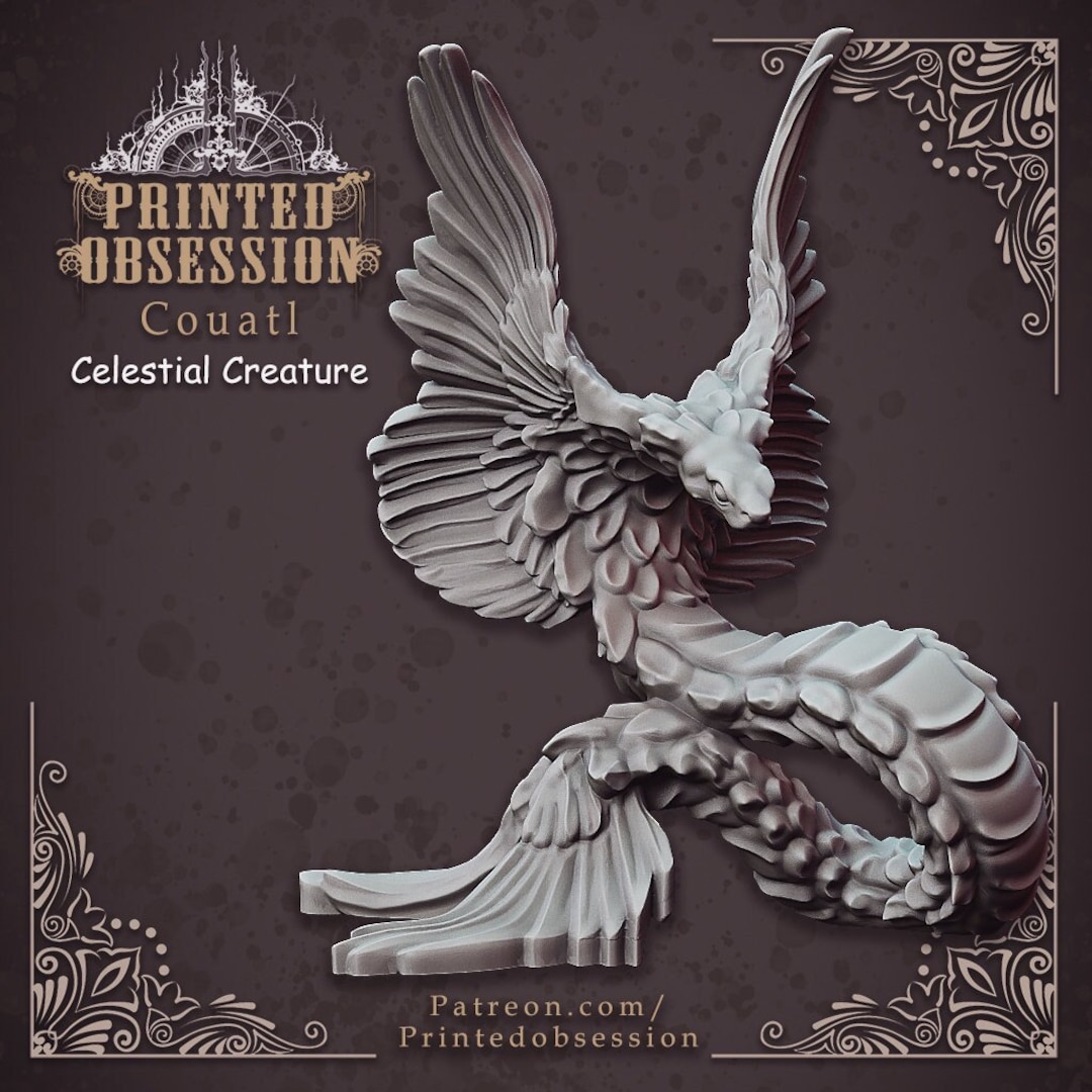 Couatl Celestial Snake Serpent Dnd Miniatures Compatible With 28mm 32mm ...
