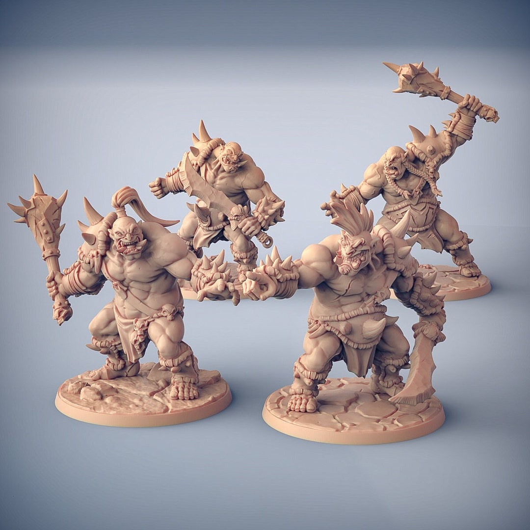 4x Orc Barbarian Horde Premium Dnd Miniature Mini | 28mm 32mm to 100mm ...